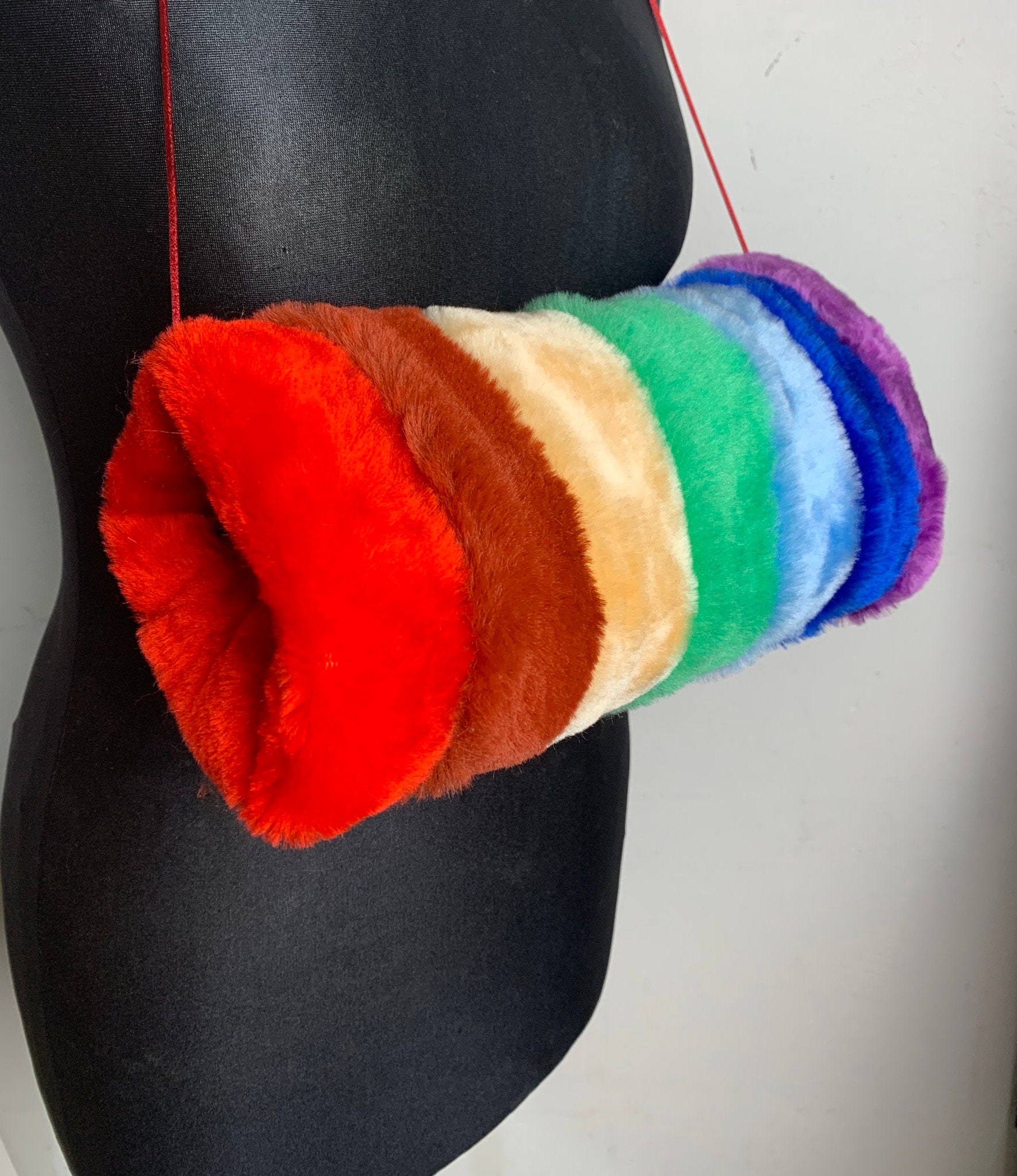 Rainbow Muff Faux Fur Muff Winter Wedding Fur Warm Rainbow - Etsy