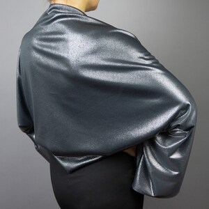 Silver Grey Metallic Sleeves Capelet Wrap Shrug Wedding Dress, Luxury ...