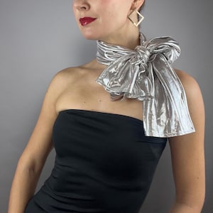 Luxury Soft Viscose Silver Metallic Neck Scarf Silver Tie ,party Neck ...