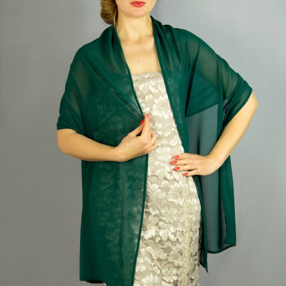 Green Scarf Emerald Green Shawl Chiffon Wrap Green Shawl Bridesmaids ...