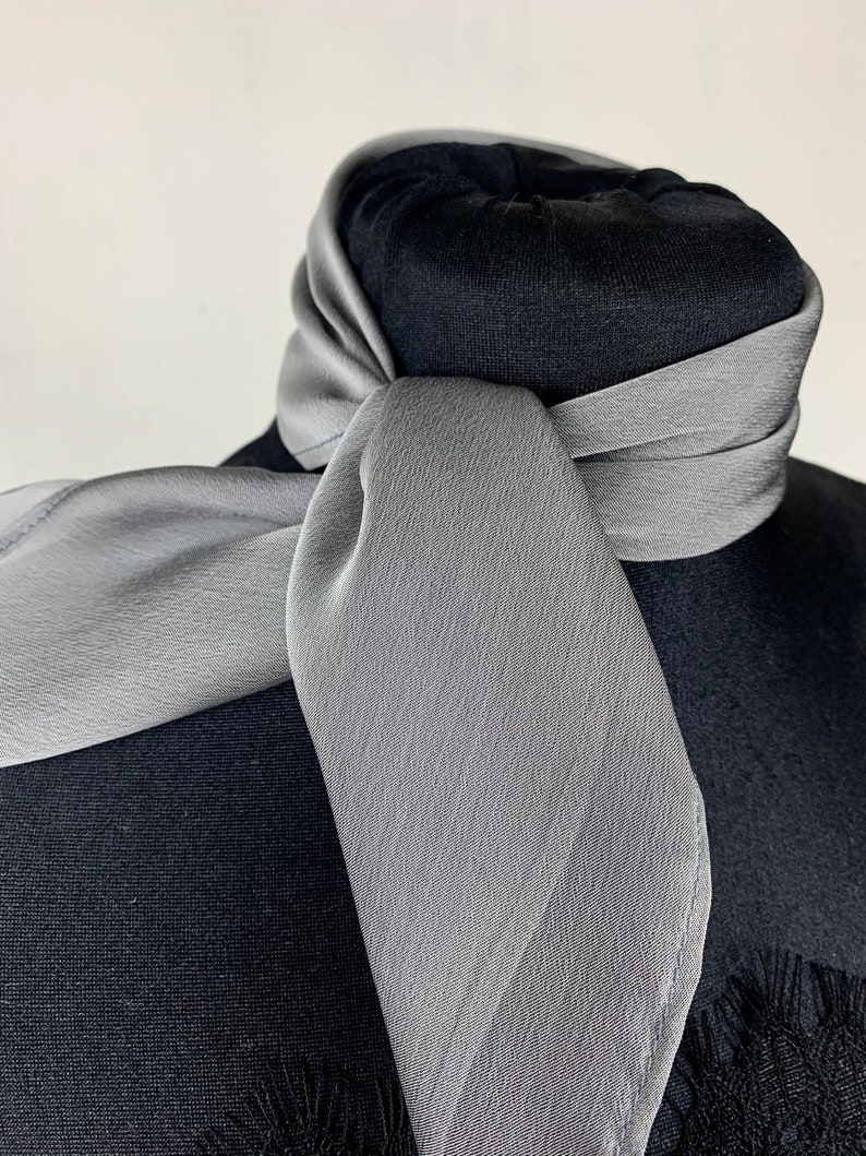 Neck Scarf Chiffon Silver Grey Scarf Neck Tie Women - Etsy