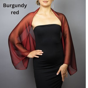 Burgundy Red Chiffon Wrap Shawl Bolero Sleeves Bridesmaids Wedding ...