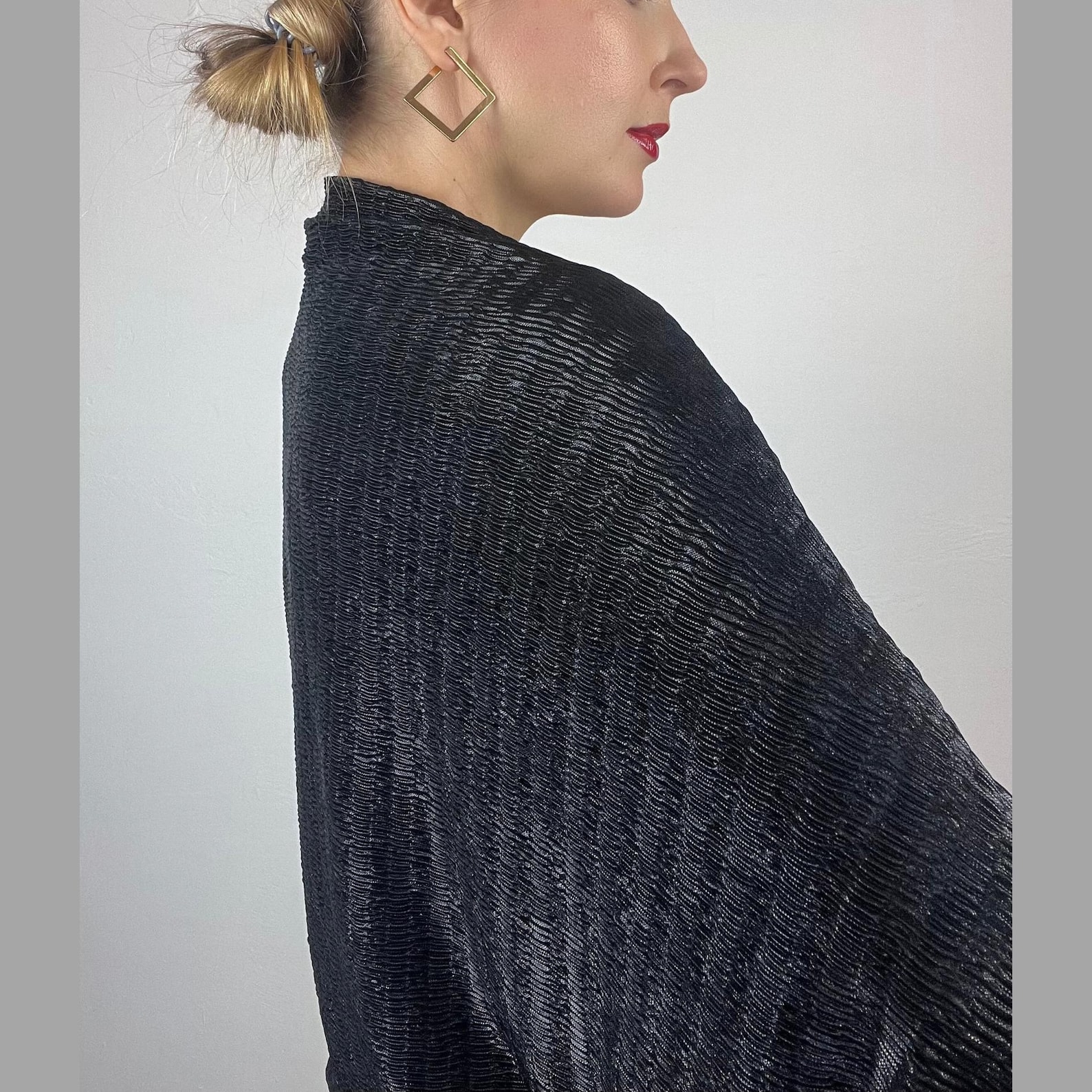 Black or Gray Stretch Capelet Wrap Shrug Sleeves Bolero , Soft Black or ...