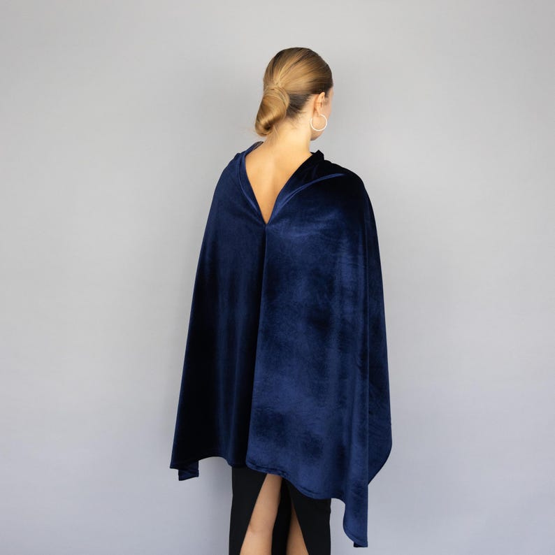 Versatile Velvet Wrap Navy Velvet Cape Velvet Shrug Velour Velvet ...