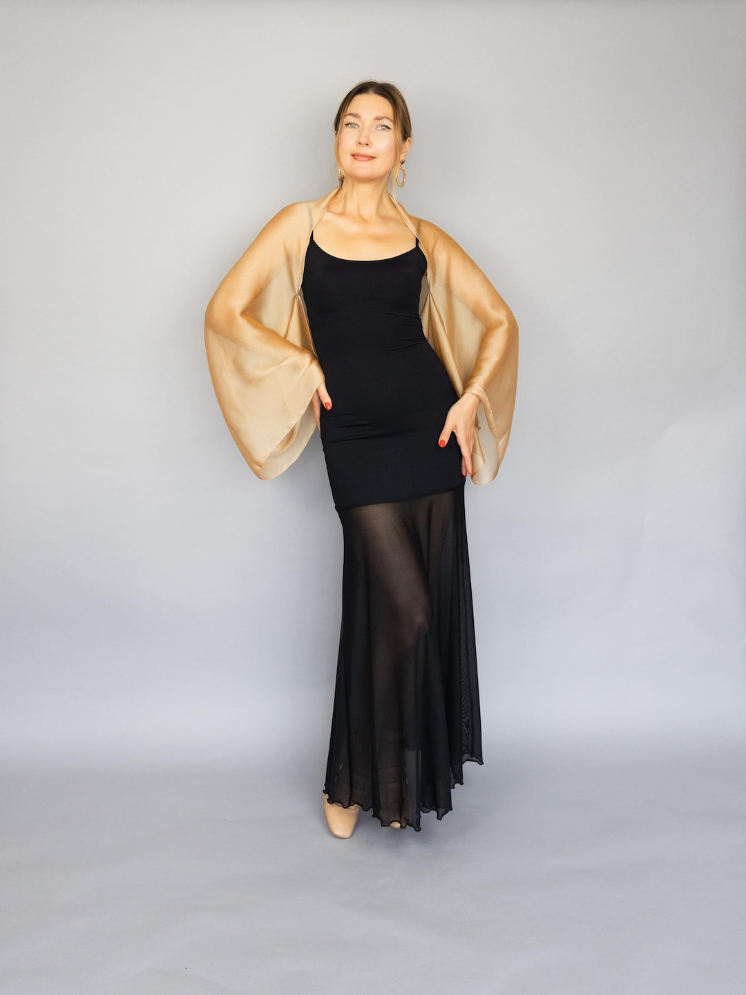 Golden Wrap, Gold Shawl, Golden Bolero, Beige Wrap, Bridesmaids ...