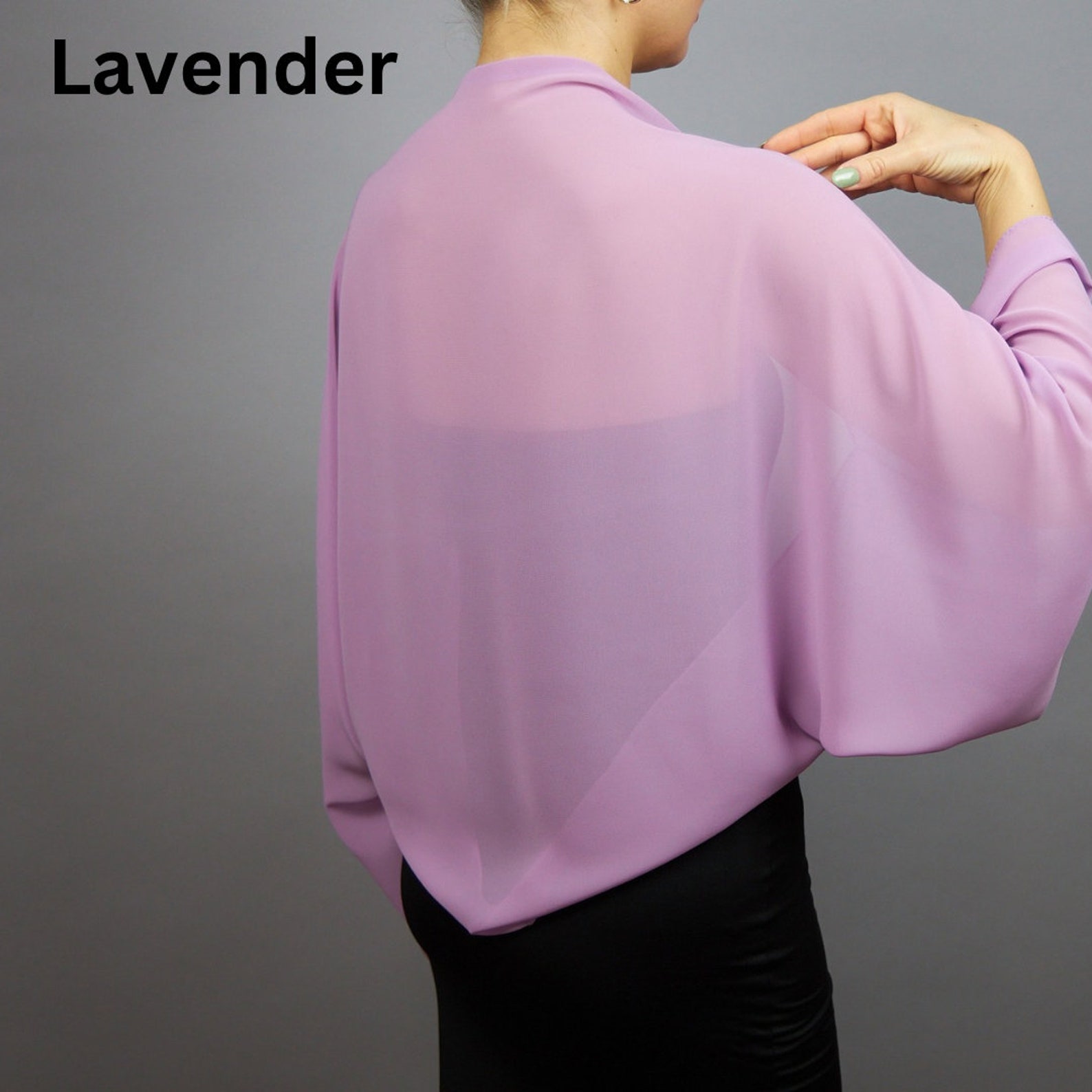 Lavender Lilac Chiffon Wrap Shawl Bolero Sleeves Bridesmaids Wedding ...