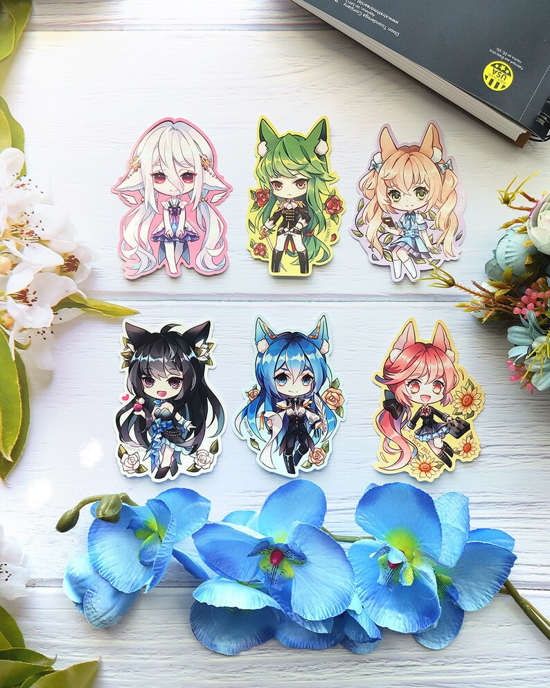 Cute Anime Girl 4 Large Vinyl Stickers Kawaii - Etsy