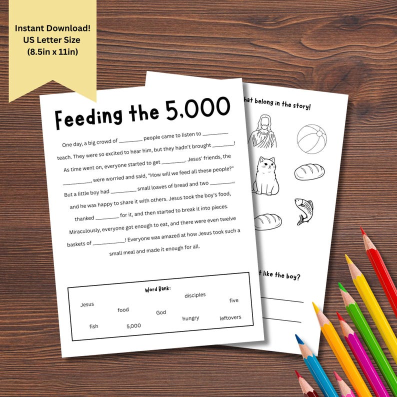 Feeding the 5,000 | Sunday School Printable, Bible Story Activity for ...