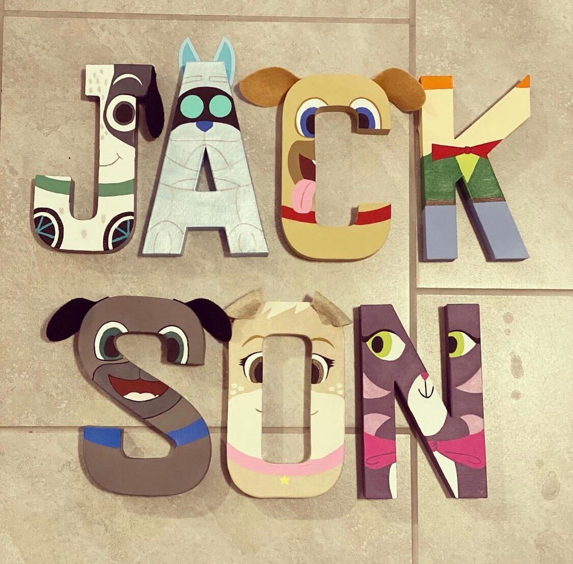 Puppy Dog Pals Inspired Painted Letters Character Letters | Etsy