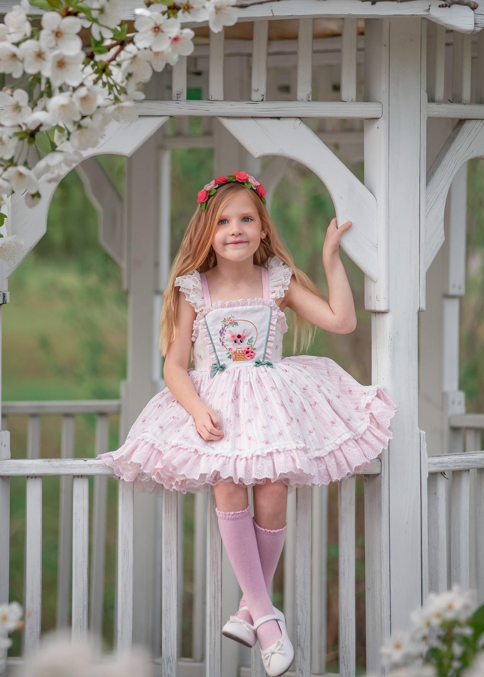 Girls Easter Dress, Easter Bunny Dress, Girls Bunny Dress, Girls Pink ...