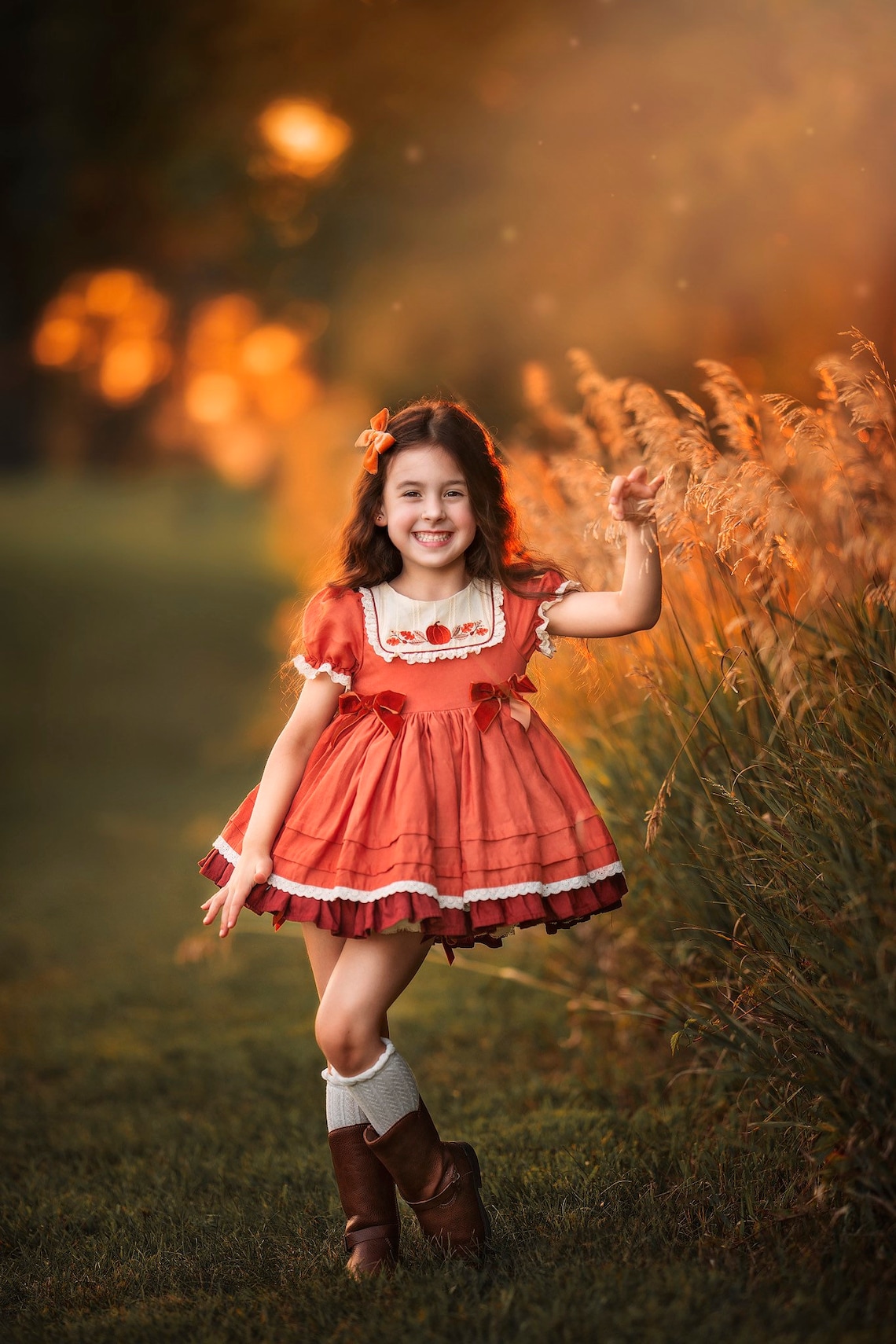 Girls Thanksgiving Dress Girls Fall Dress Orange Fall Dress - Etsy