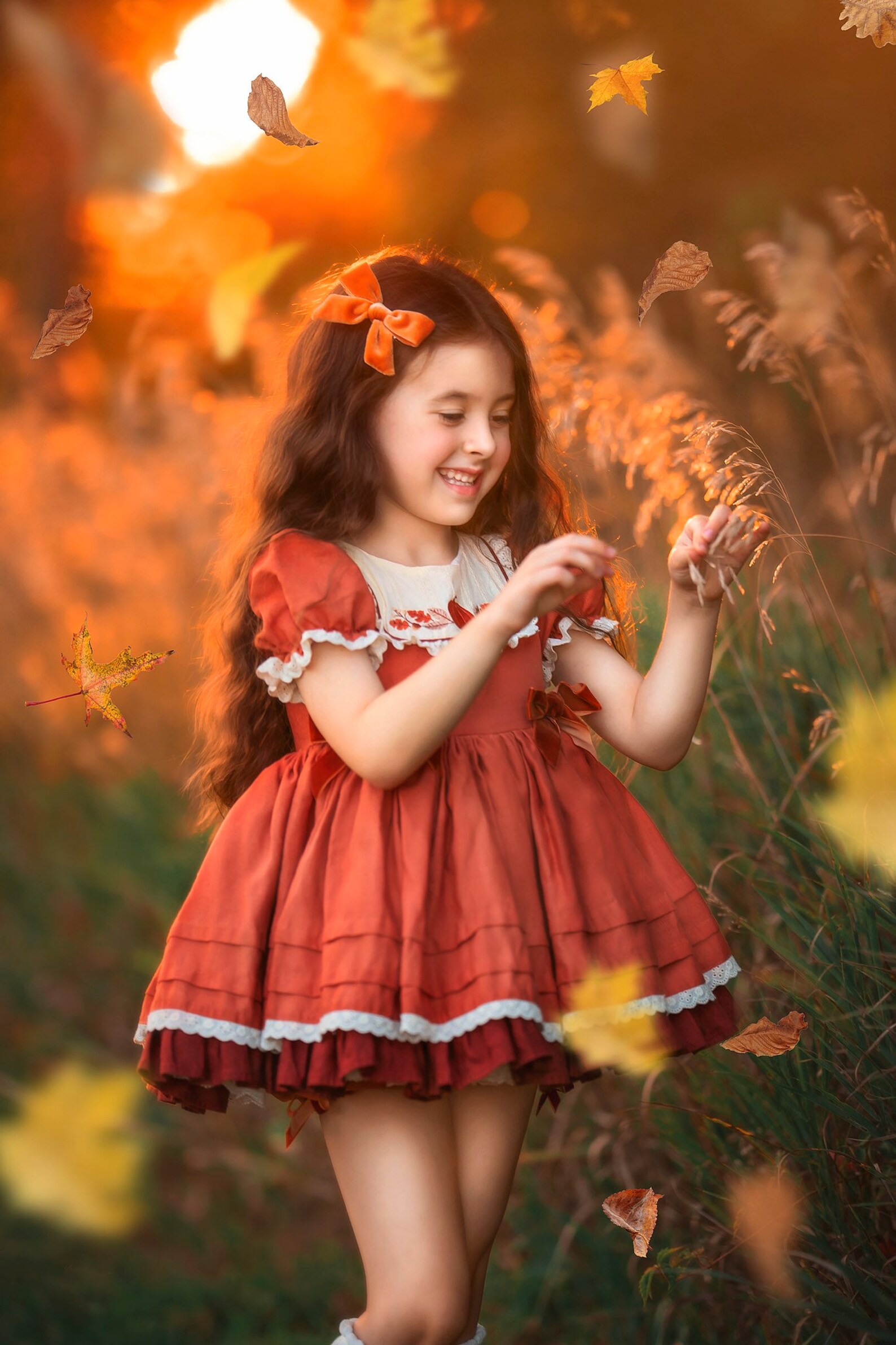 Girls Thanksgiving Dress, Girls Fall Dress, Orange Fall Dress, Poofy ...