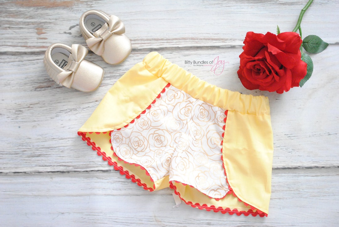 Belle Inspired Shorts - Gold and Yellow Coachella Shorts - Princess ...