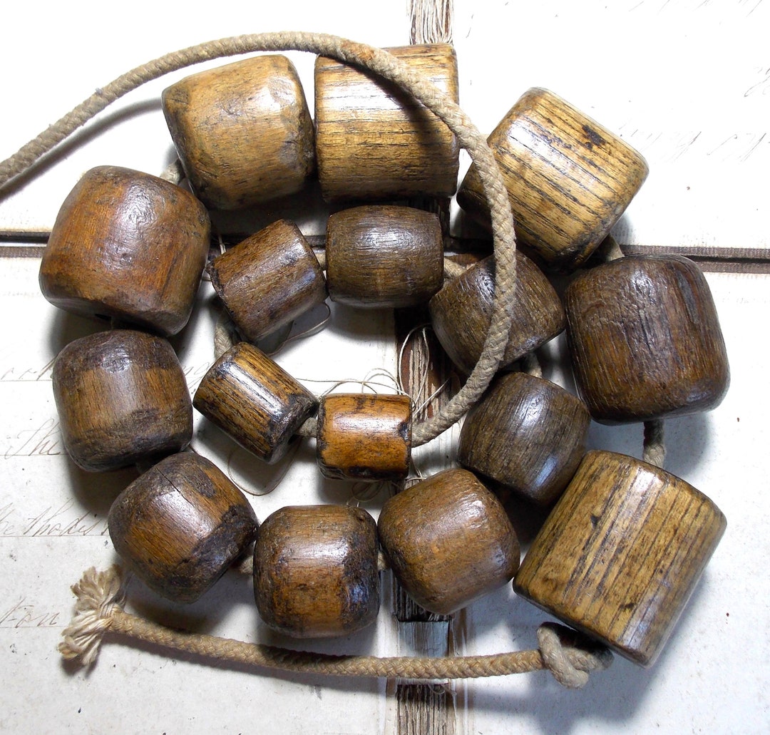 Antique Lignum Vitae Plumbers Bobbins: 16 Wooden Lead Working Tools ...