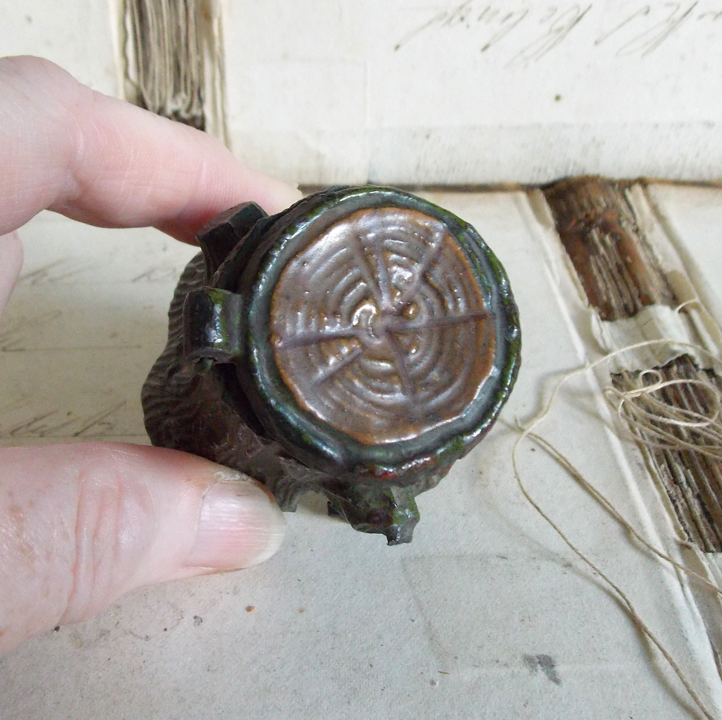 Vintage Heyde German Metal Tree Stump Inkwell as Found Condition C1930 ...