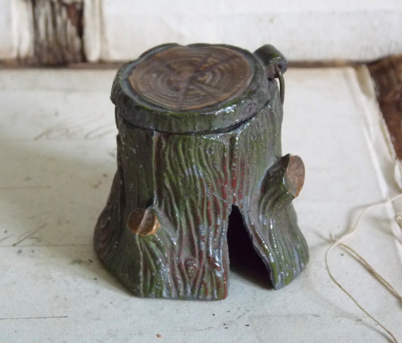 Vintage Heyde German Metal Tree Stump Inkwell as Found Condition C1930 ...