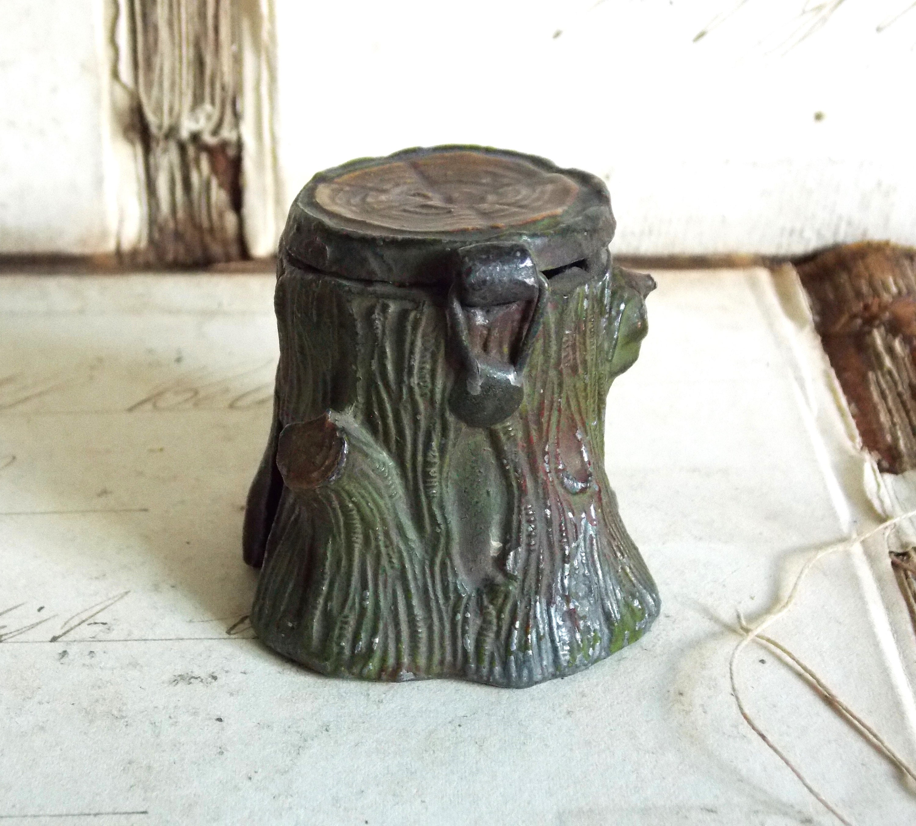 Vintage Heyde German Metal Tree Stump Inkwell as Found Condition C1930 ...
