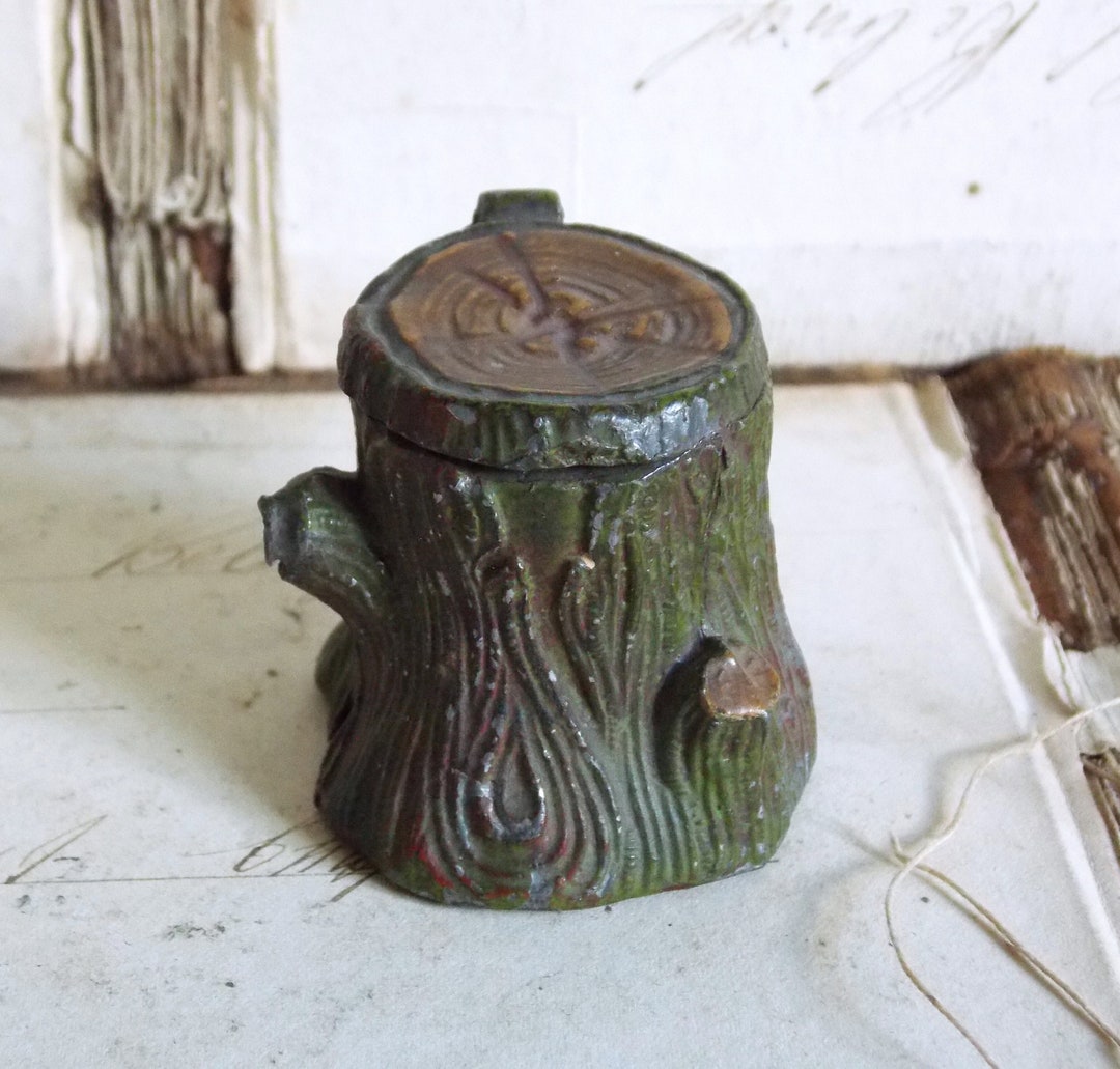 Vintage Heyde German Metal Tree Stump Inkwell as Found Condition C1930 ...