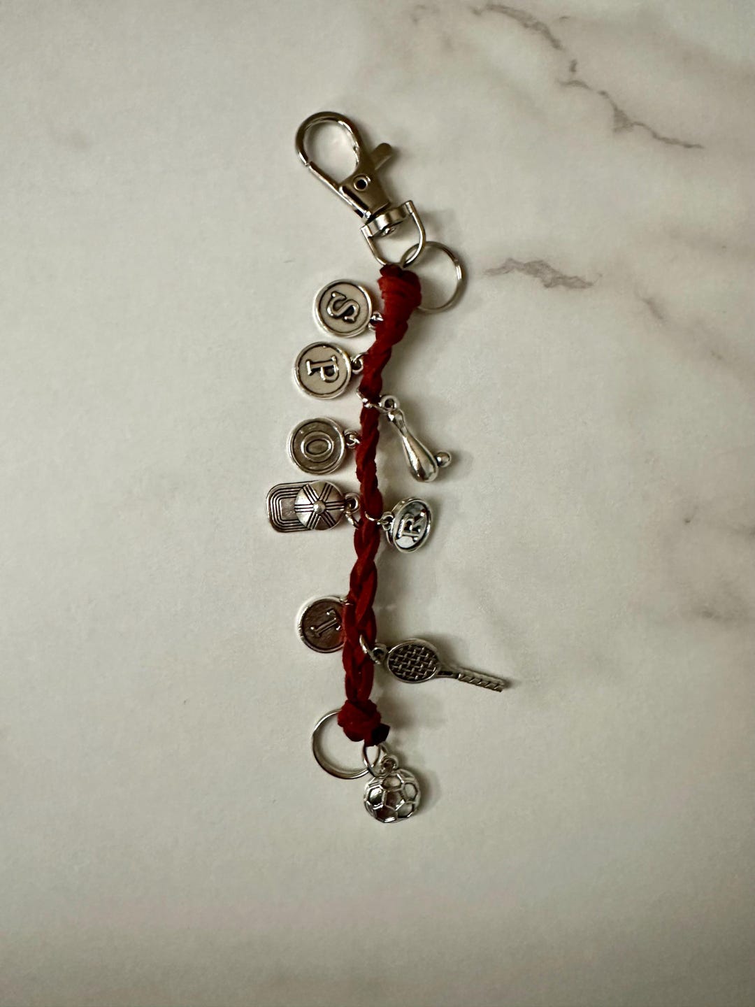 Handmade Sports Red Cord Keychain - Etsy