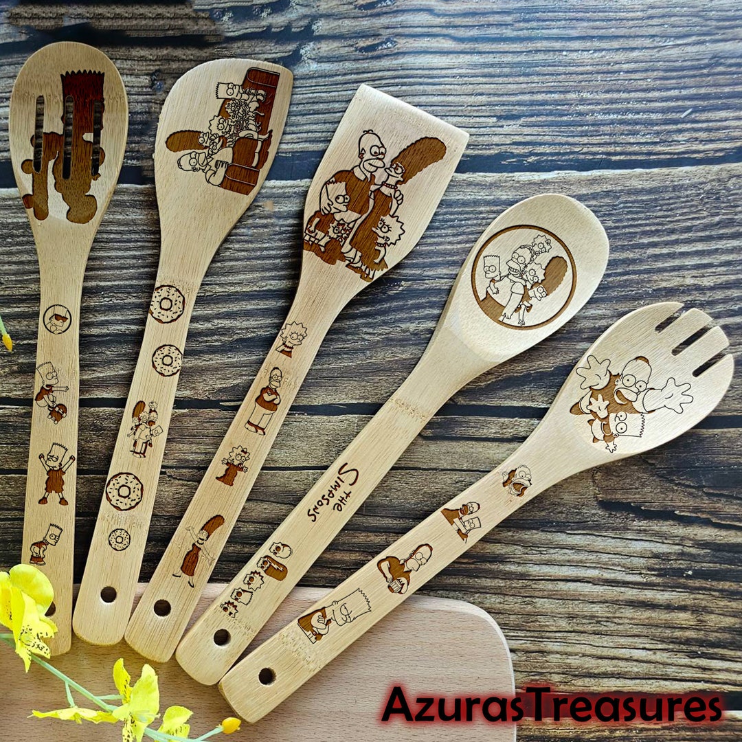 The SS Family Organic Bamboo Spoon Set Engraved Cooking - Etsy