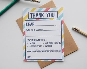 Kids fill in card | Etsy