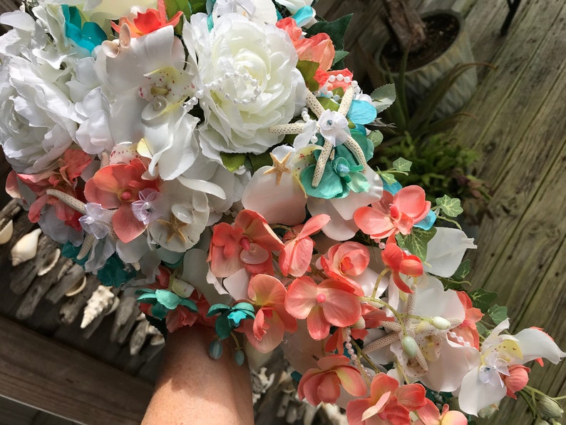 NEW Beautiful Seashell Cascade Beach Bridal Bouquet Orchids - Etsy