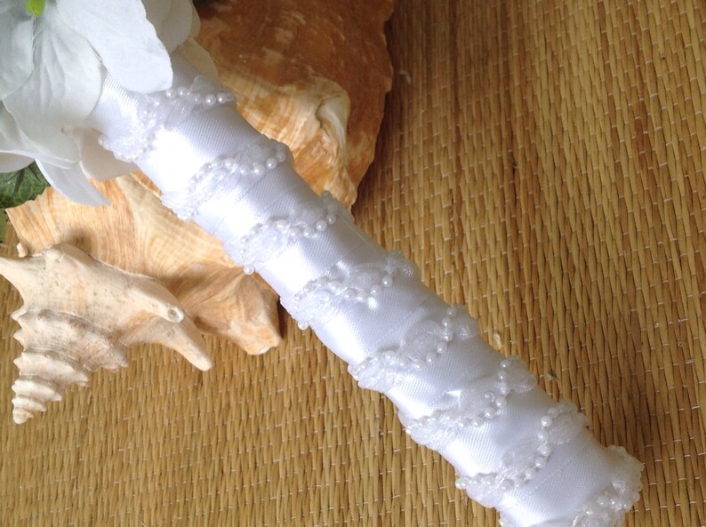 Seashell Bling Bridal Bouquet with Garden Roses Orchids | Etsy