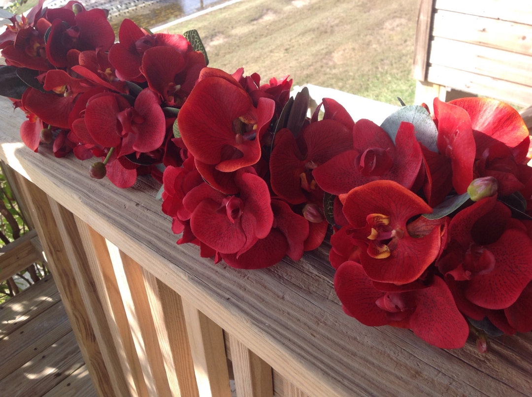 Crimson Red Phalo Orchid and Hydrangea Hand Tied Bridal Bouquets for ...