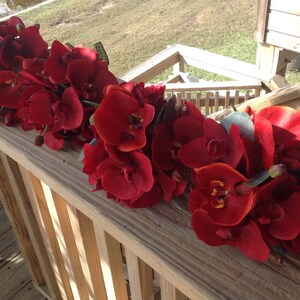 Crimson Red Phalo Orchid and Hydrangea Hand Tied Bridal Bouquets for ...