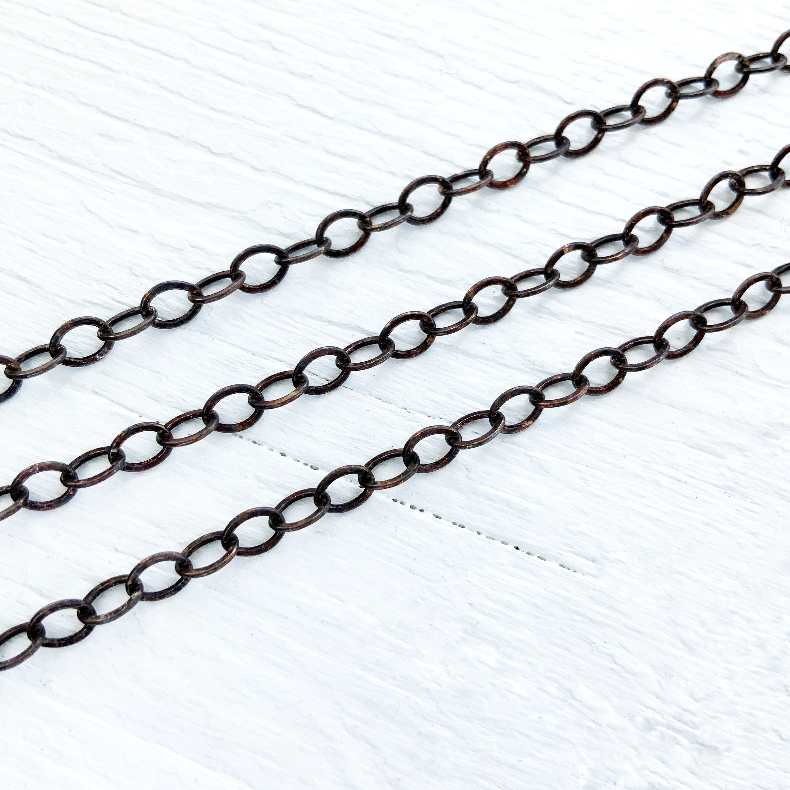 6ft Petite Cable Flat Link 4mm x 5mm Oxidized Brass Cable | Etsy