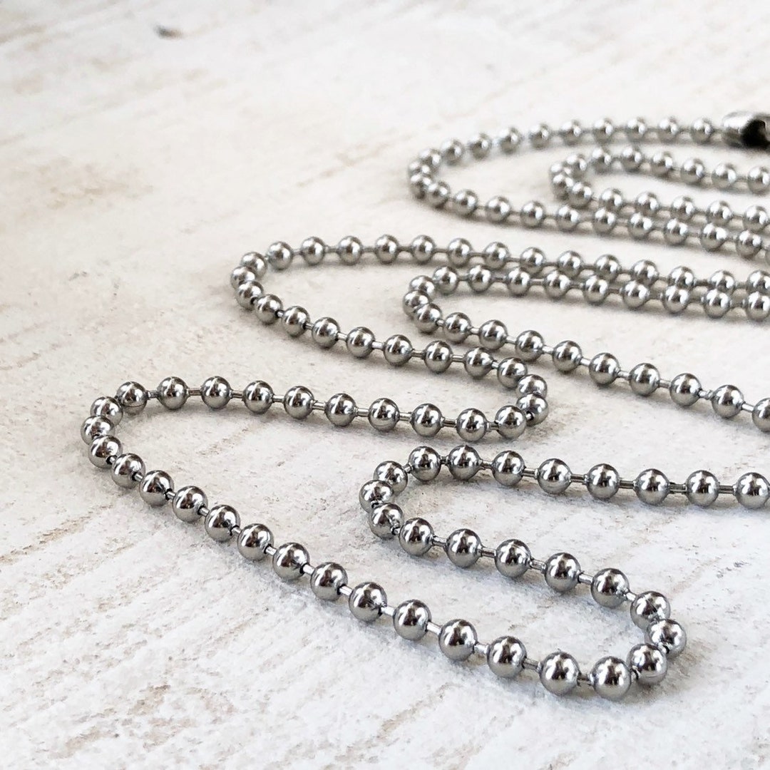 4mm Large Stainless Steel Ball Chain Necklace, 4.0mm Long Finished ...