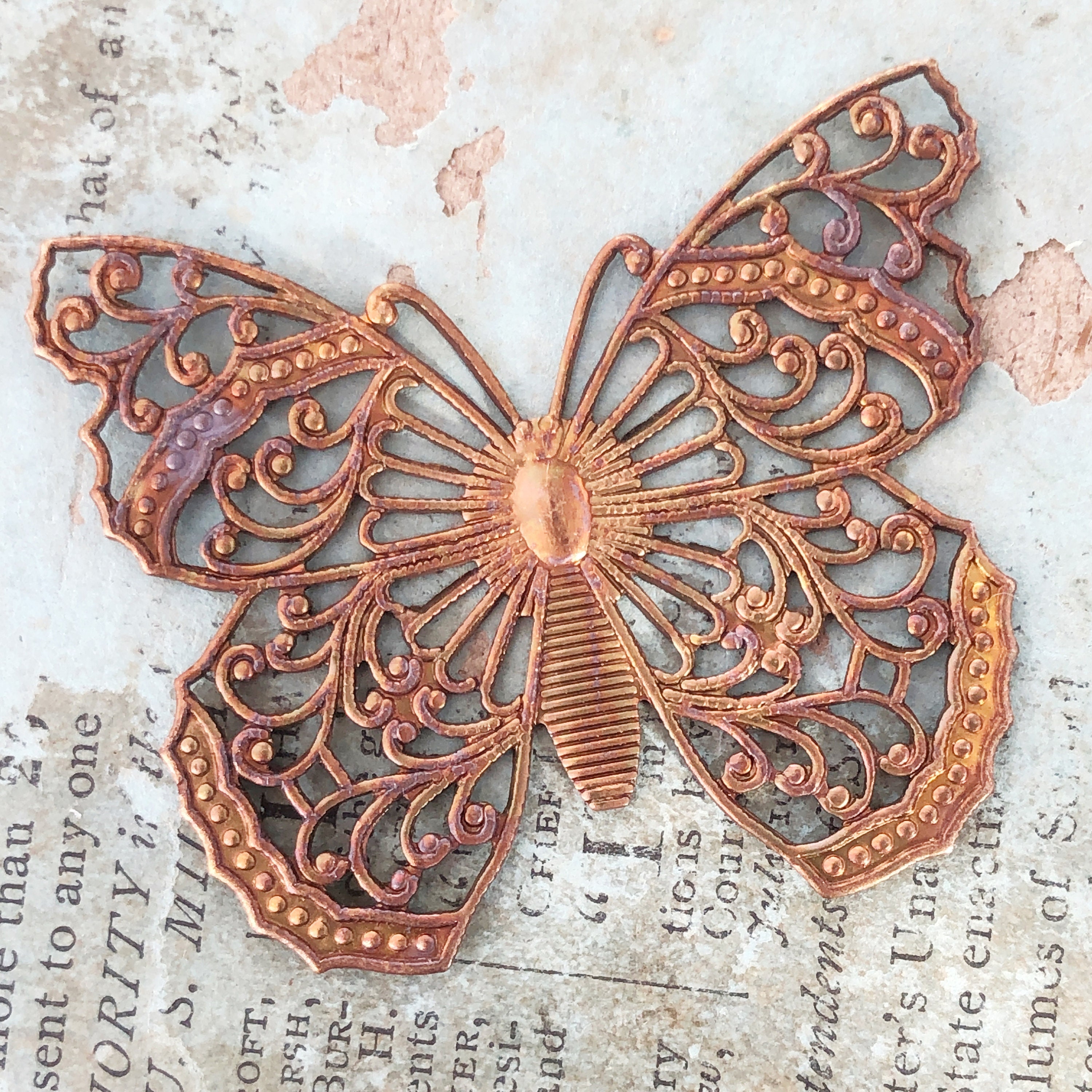 Large Filigree Butterfly Antiqued Brass Stamping Hand Ox | Etsy
