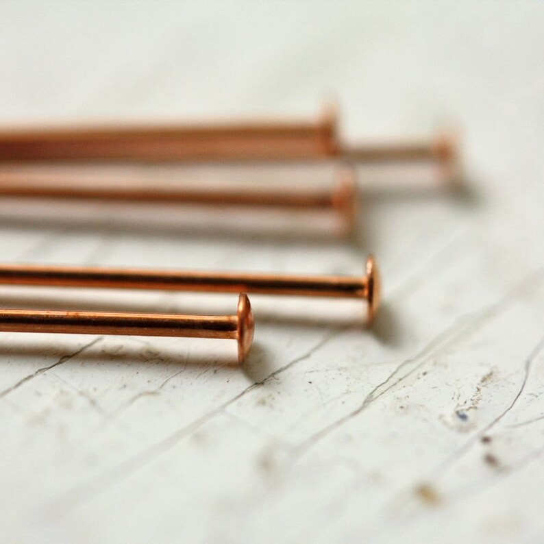 Solid Copper Headpins Pure Copper Flat Head Pins 22g 24g | Etsy