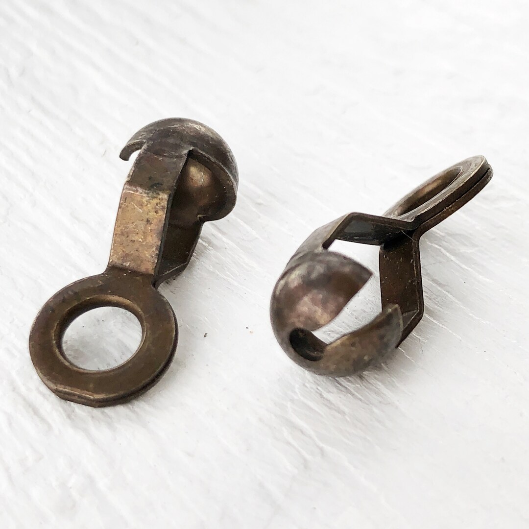 End Couplings Antiqued Solid Brass Loop Connector, for 4mm Ball Chain ...