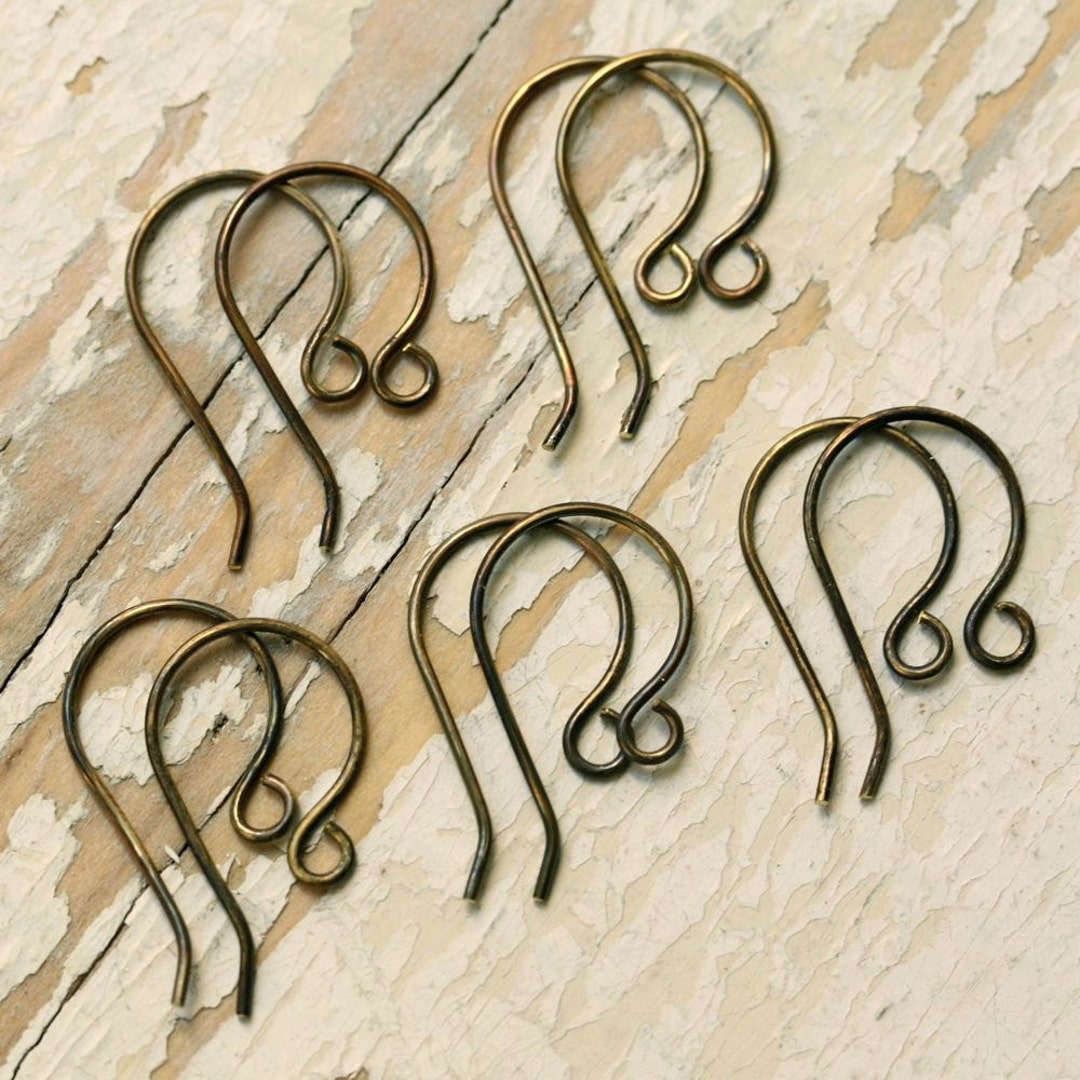 Handmade Antiqued Brass Ear Wires 5 Pair, 20g Solid Brass Round Loop ...