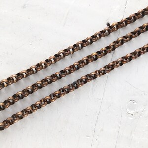 6ft Antiqued Brass Rolo Chain, 4.5mm Unsoldered Links Oxidized Solid ...