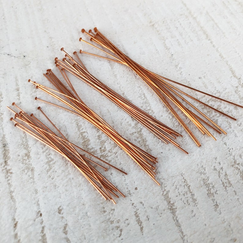 Solid Copper Headpins Pure Copper Flat Head Pins 22g 24g | Etsy