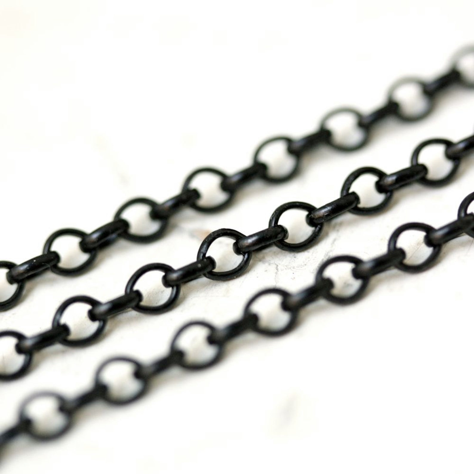 Matte Black Chain 4mm Rolo Chain Black Brass Belcher Chain | Etsy