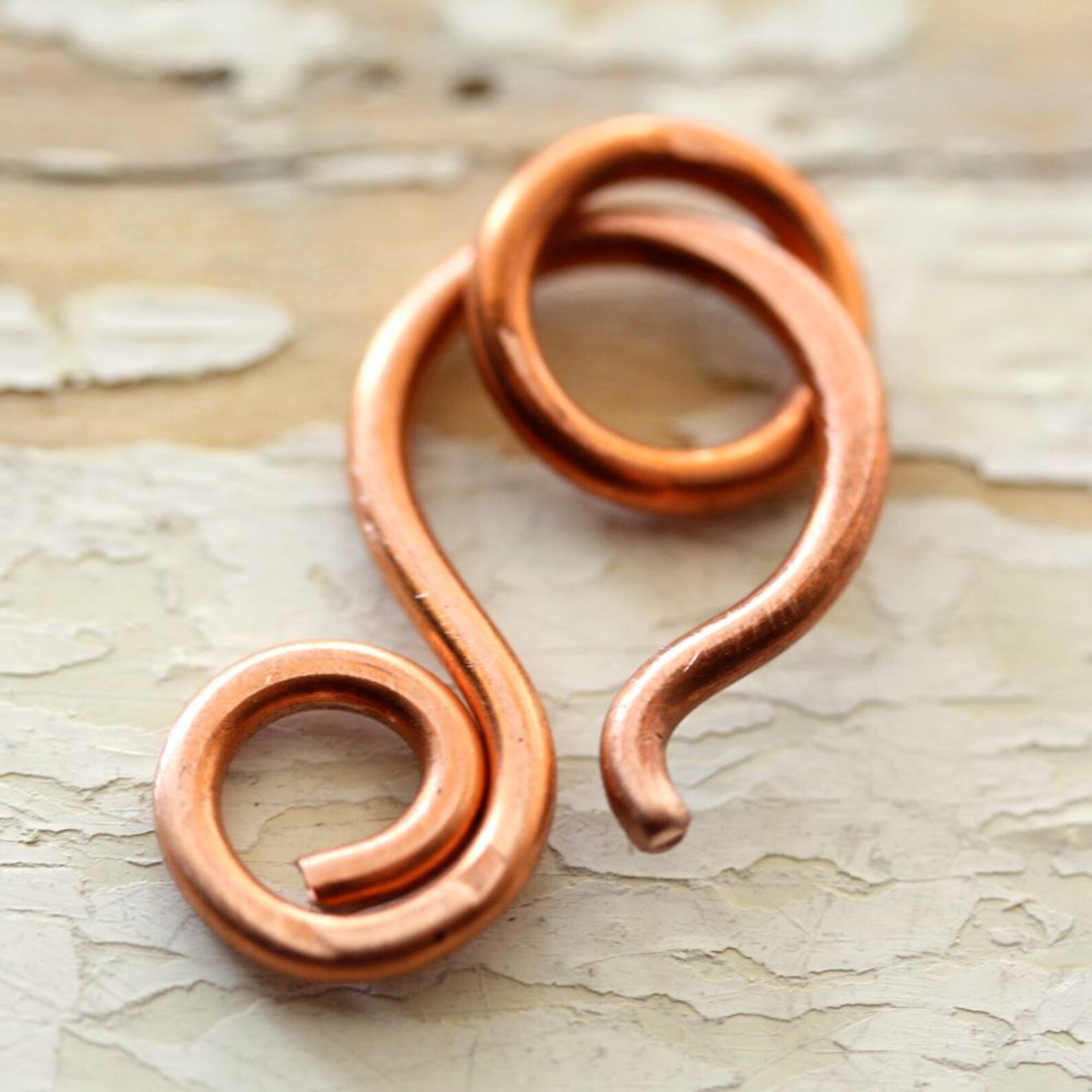 3 Large Solid Copper Clasp Hook with Jump Ring 14g Hand | Etsy