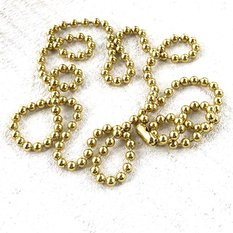 4.0mm Large Dog Tag Chain Gold Solid Brass Ball Chain Necklace | Etsy