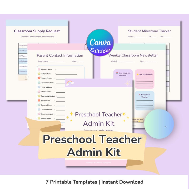 Preschool Teacher Admin Kit | Classroom Printables, Planner (instant ...