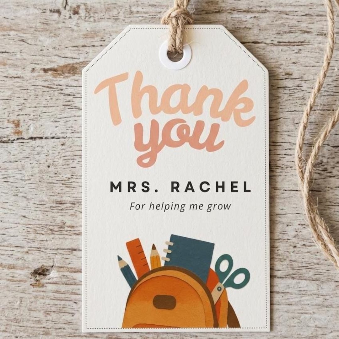 Personalized Teacher Appreciation Gift Tags Editable Thank You Notes ...