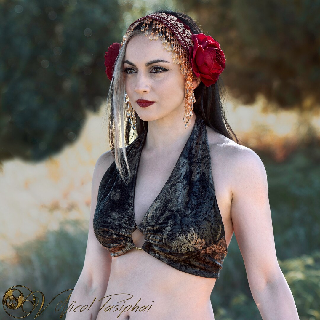 Triangle Fusion Belly Dance Top Dark Grey Shiny Dance Top S L Etsy