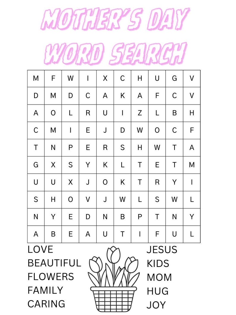 Kids Mother’s Day Coloring & Word Search Printable Bundle - Etsy UK