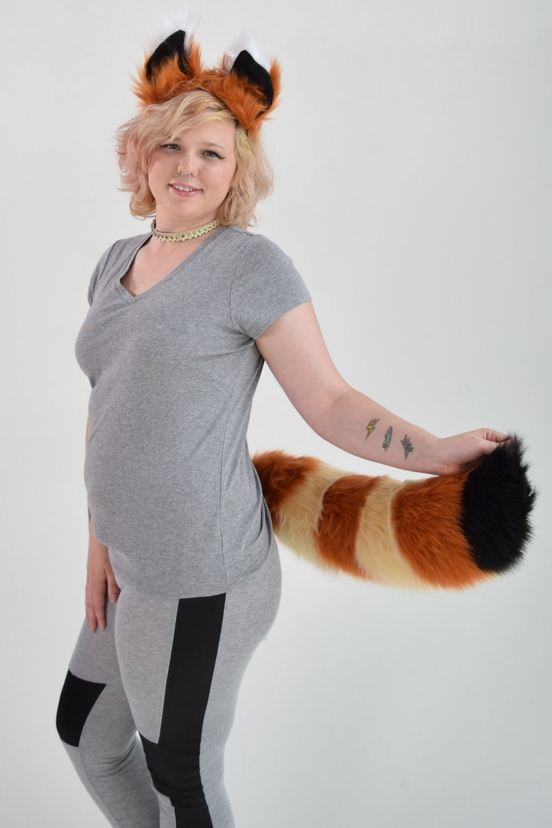Fluffy Red Panda Ear And Tail Set Luxury Cosplay Etsy