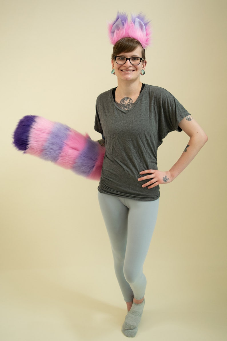 Deluxe Fluffy Cheshire Cat Ear And Tail Set Luxury Cosplay Etsy