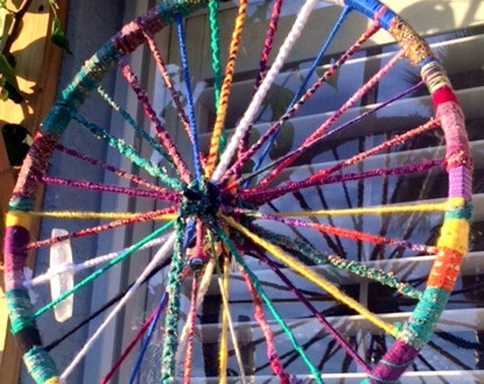 Up-cycled Wheel Yarn Colorful for Home or Garden Boho Gypsy Vardo Good ...