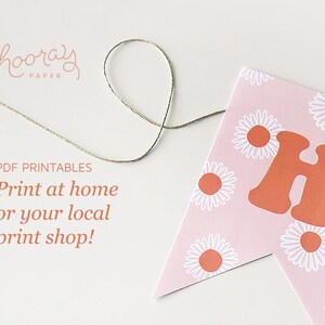 Flag Banner Printable / Boho Retro Daisy Flower Design / - Etsy