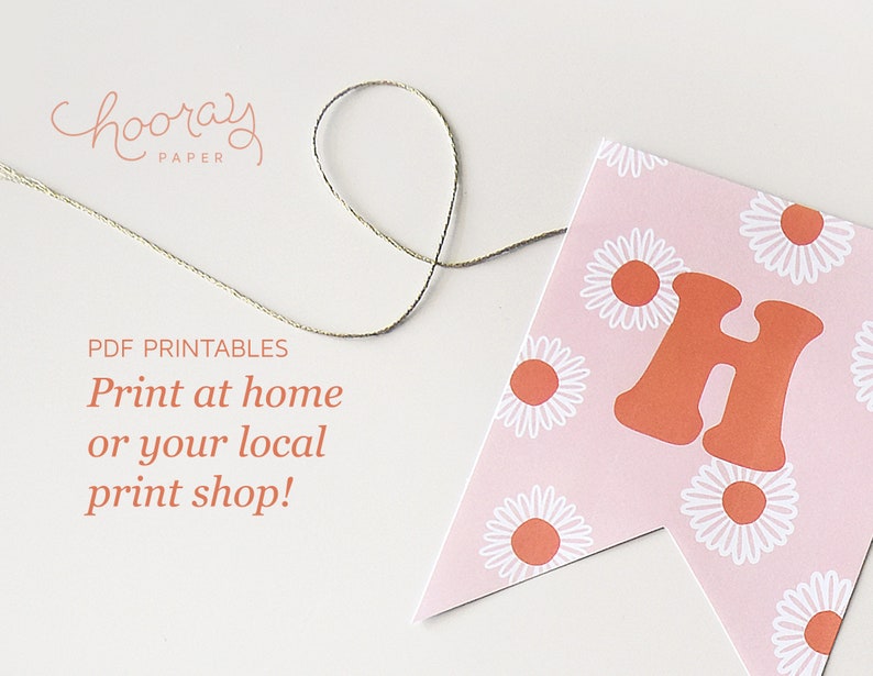 Flag Banner Printable / Boho Retro Daisy Flower Design / - Etsy