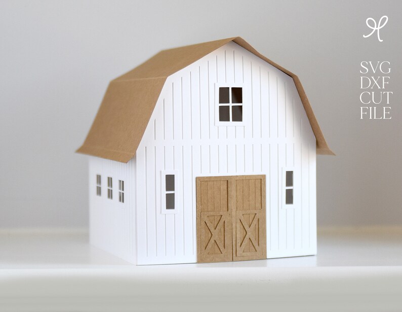 3D Paper Barn SVG Template: Farmhouse Christmas Village (digital ...